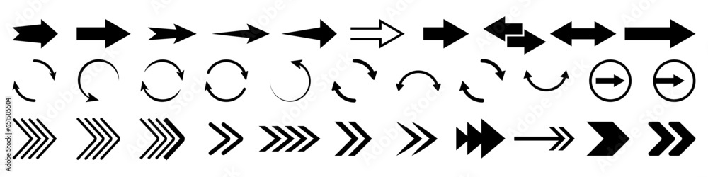 Large set of vector arrows in black on an isolated background. Arrows ...