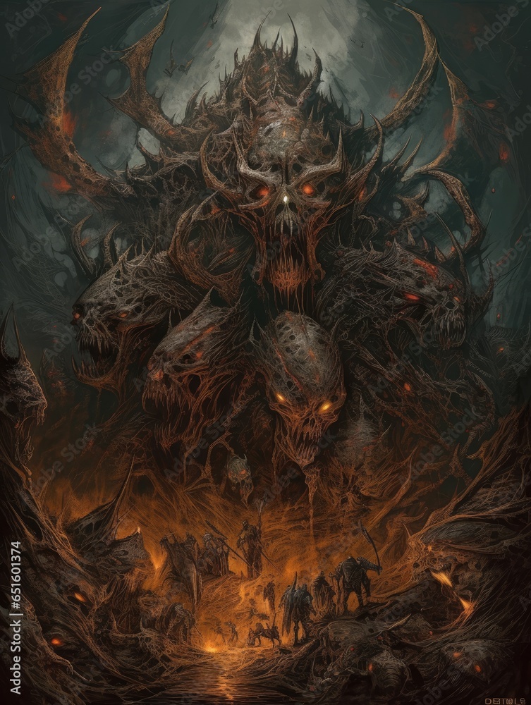 diablo satana demon battle tattoo epic dark fantasy illustration art ...