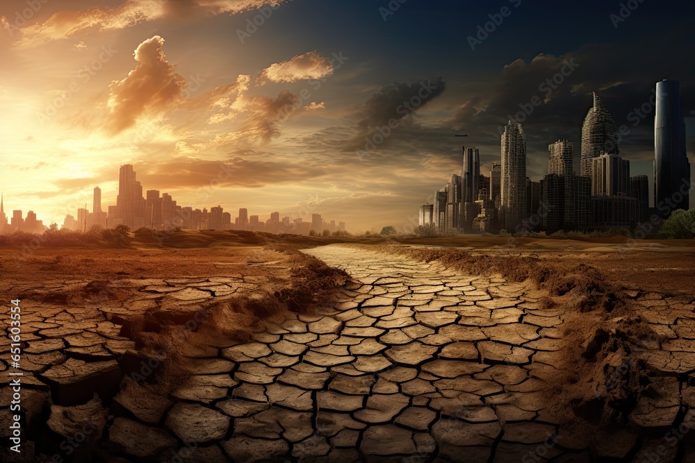 Conceptual of climate change and global warming with melting icebergs ...