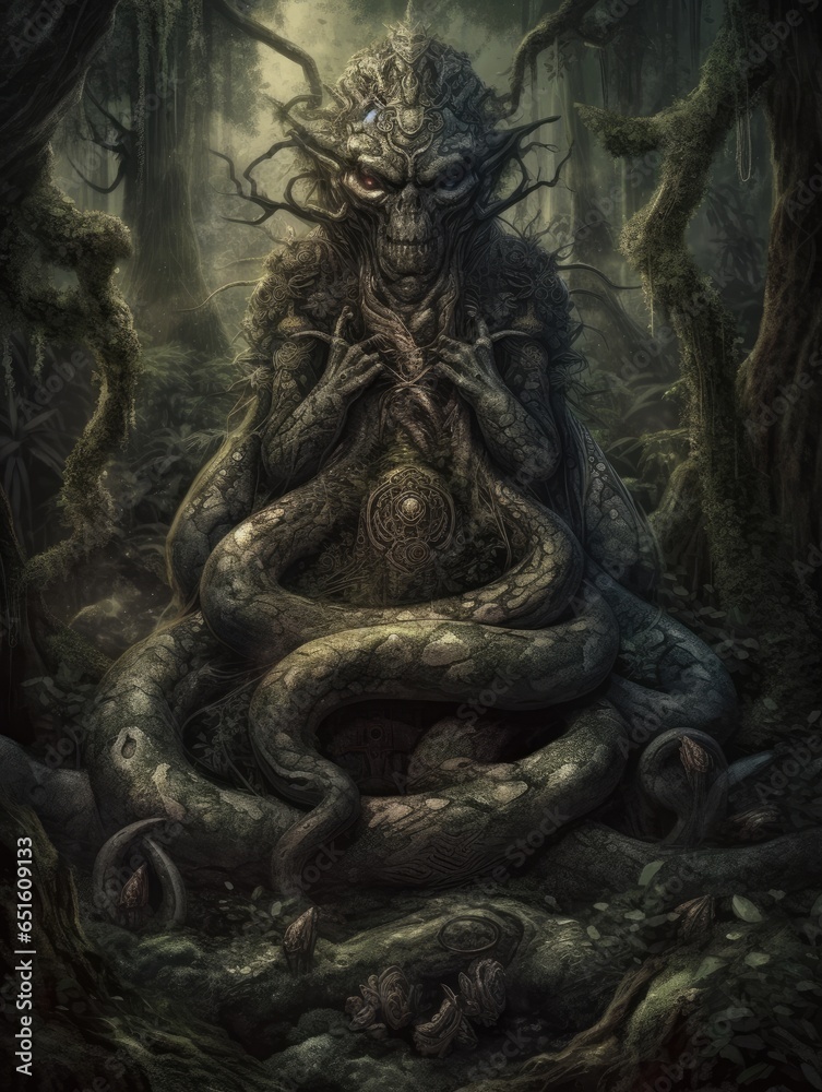 god snake demon game tattoo epic dark fantasy illustration art scary ...
