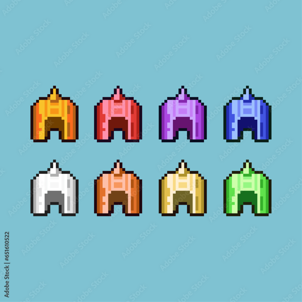 Pixel art sets of helm equipment with variation color item asset simple ...
