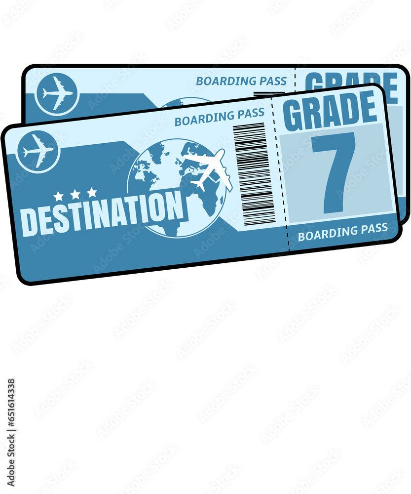 Boarding Pass Grade 7 Student 7th Grader School Stock Illustration ...