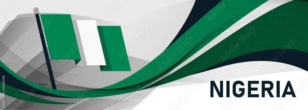Nigeria national day banner design. Nigerian flag theme graphic waves ...