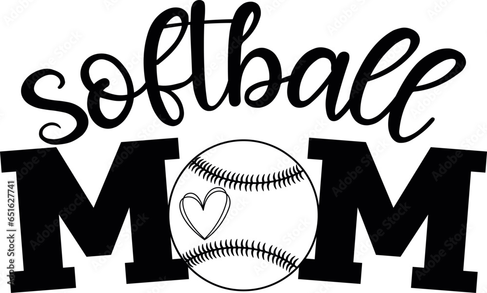 Softball MOM SVG ,CutFile for Cricut and Silhouette, EPS Vector, PNG ...