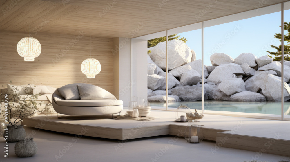 Scandinavian Spa Oasis A serene space with a spa-like atmosphere ...