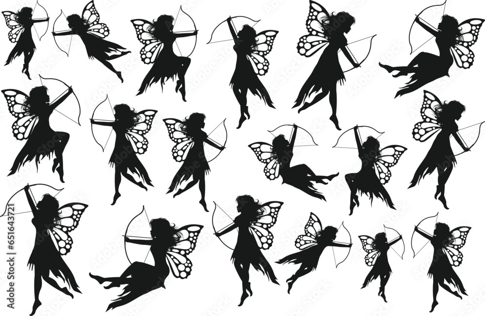Cute Fairy Silhouette With Arrow Stock Vector Adobe Stock