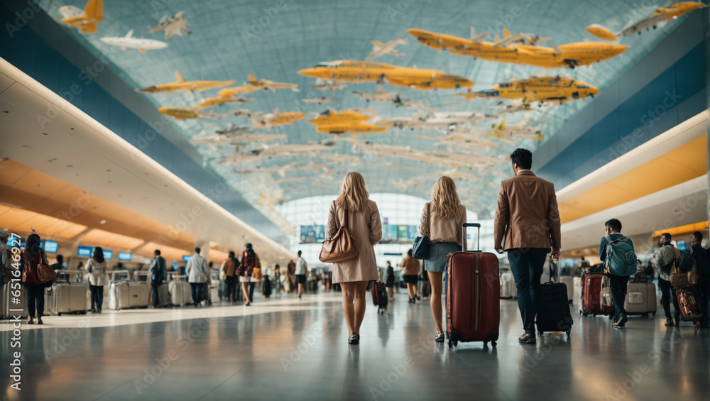 People walking in the airport. The timeless scenes of travelers ...