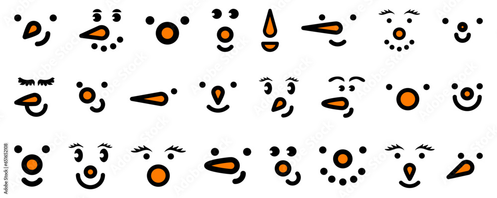 Snowman faces character emotion. Christmas cartoon snowman faces. Cute ...