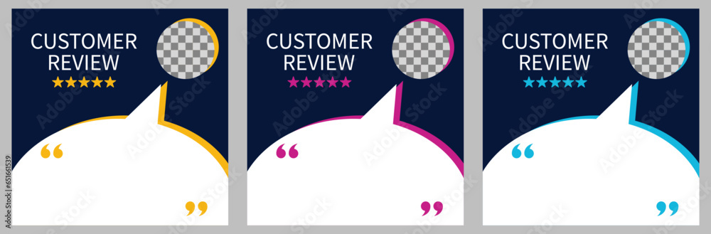 Set of three template with speech bubble for customer feedback ...