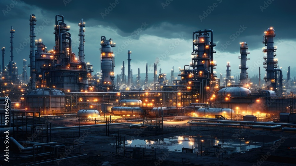 the towering structures and intricate network of pipes and machinery at ... the towering structures and intricate network of pipes and machinery at ...