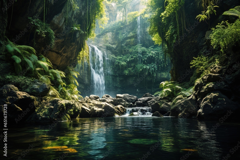 Secluded waterfall in a hidden gorge, Hidden Gems, Cascading Secrets ...