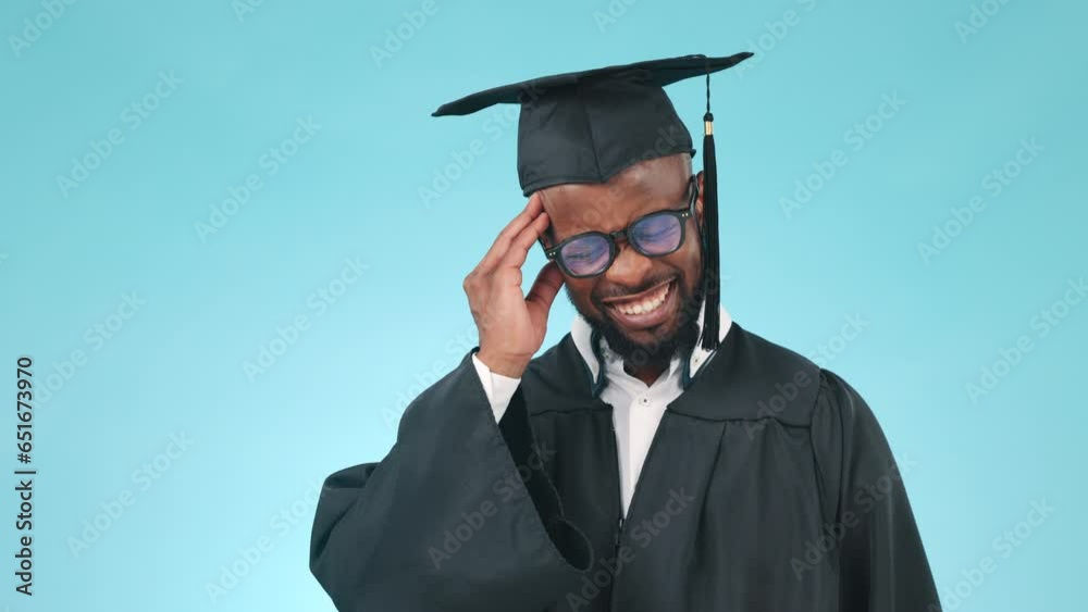 Vidéo Stock Stress, graduate or student with headache in college ...