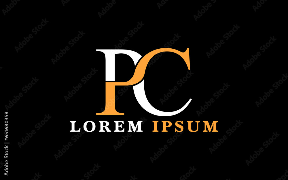 PC Logo Design Vector. Intertwined letter P and letter C. Stock Vector ...