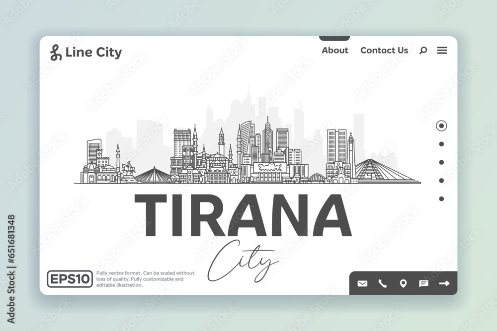 Tirana, Albania architecture line skyline illustration. Linear vector ...