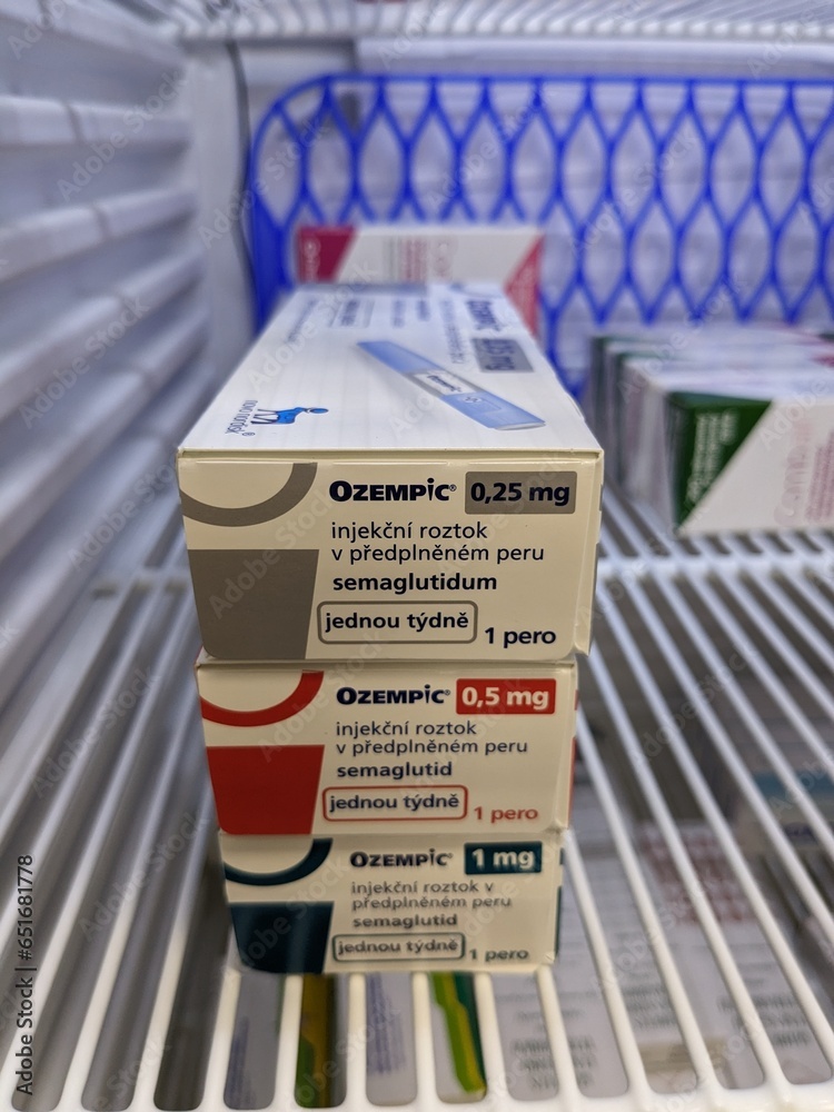 Prague,Czech republic- June 22 2024: Ozempic box. Czech version of ...