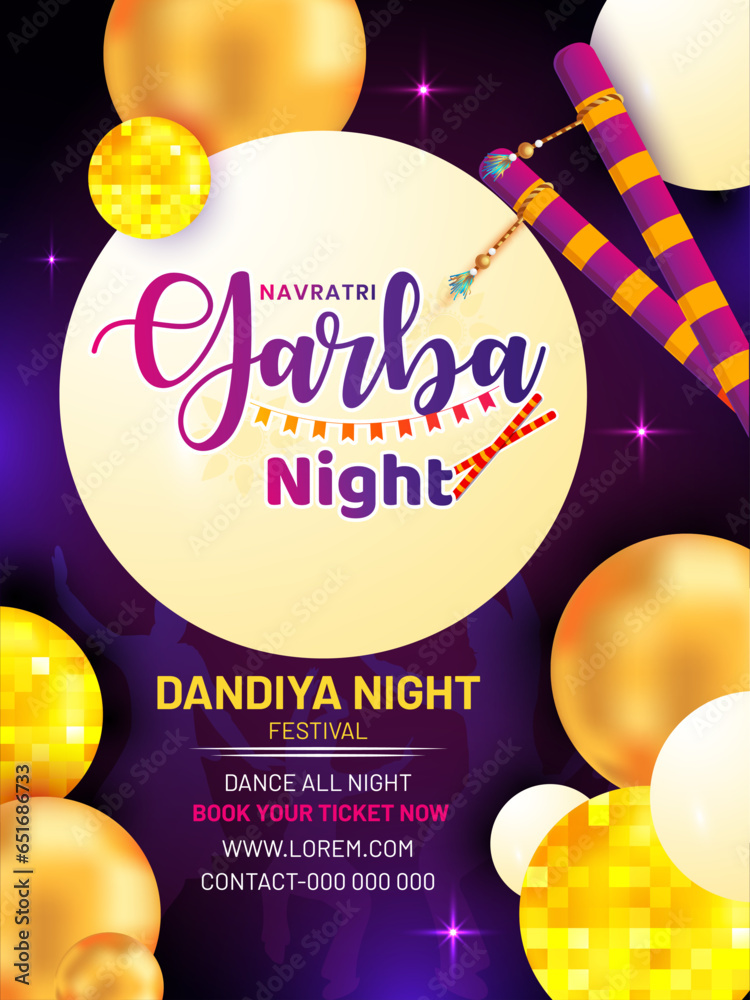 Garba Night vector illustration poster, invitation card and banner ...