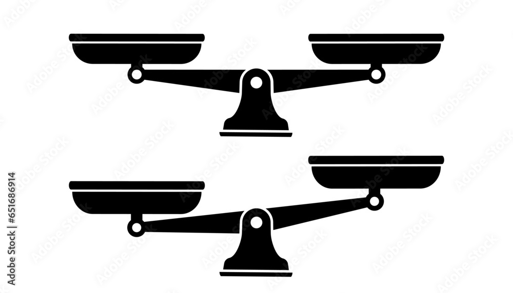 Scales icon. Libra icon. Set of different scales. Bowls of scales in ...