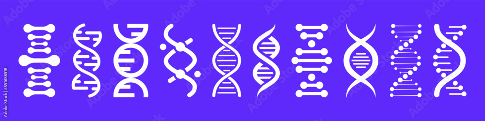 DNA icons. Vector set of elements DNA. Life gene model bio code ...
