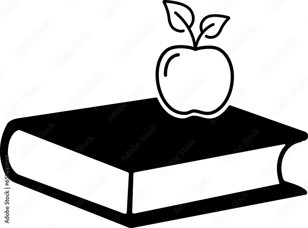 vector illustration book and apple on transparent background Stock ...