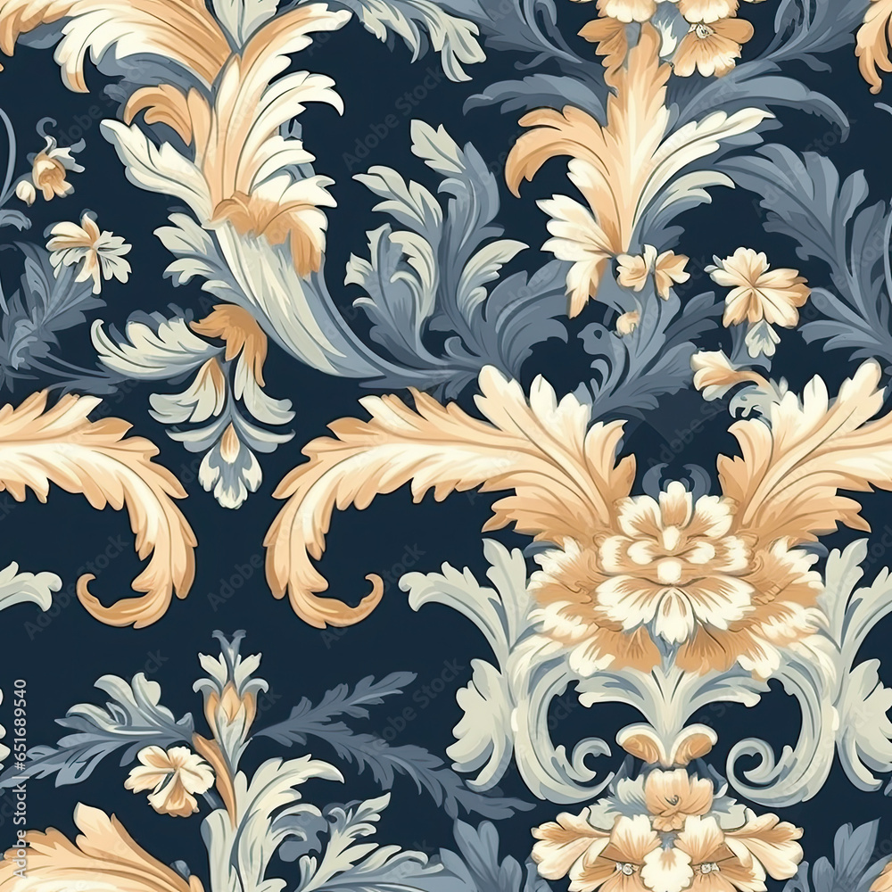 Rococo seamless pattern that would be worn colors seamless pattern, AI ...