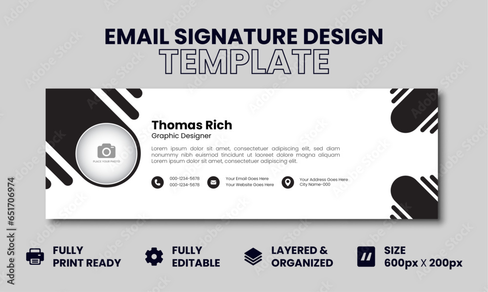 Email signature vector templates, Trendy email signature, Modern ...