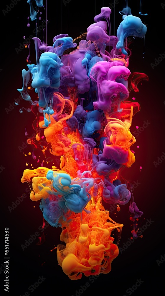 Detonation of chemical substances, Beautiful colored smoke reaction of ...
