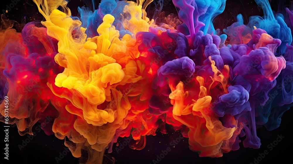 Detonation of chemical substances, Beautiful colored smoke reaction of ...