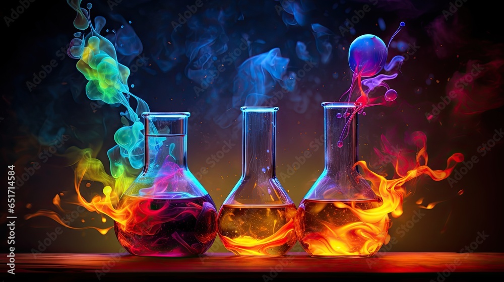 Detonation of chemical substances, Beautiful colored smoke reaction of ...