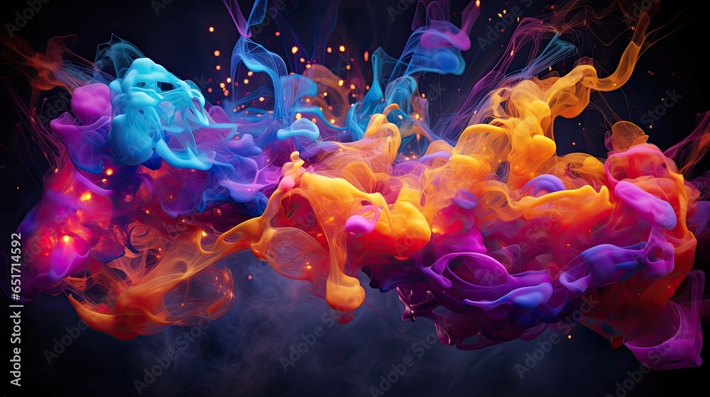Detonation of chemical substances, Beautiful colored smoke reaction of ...