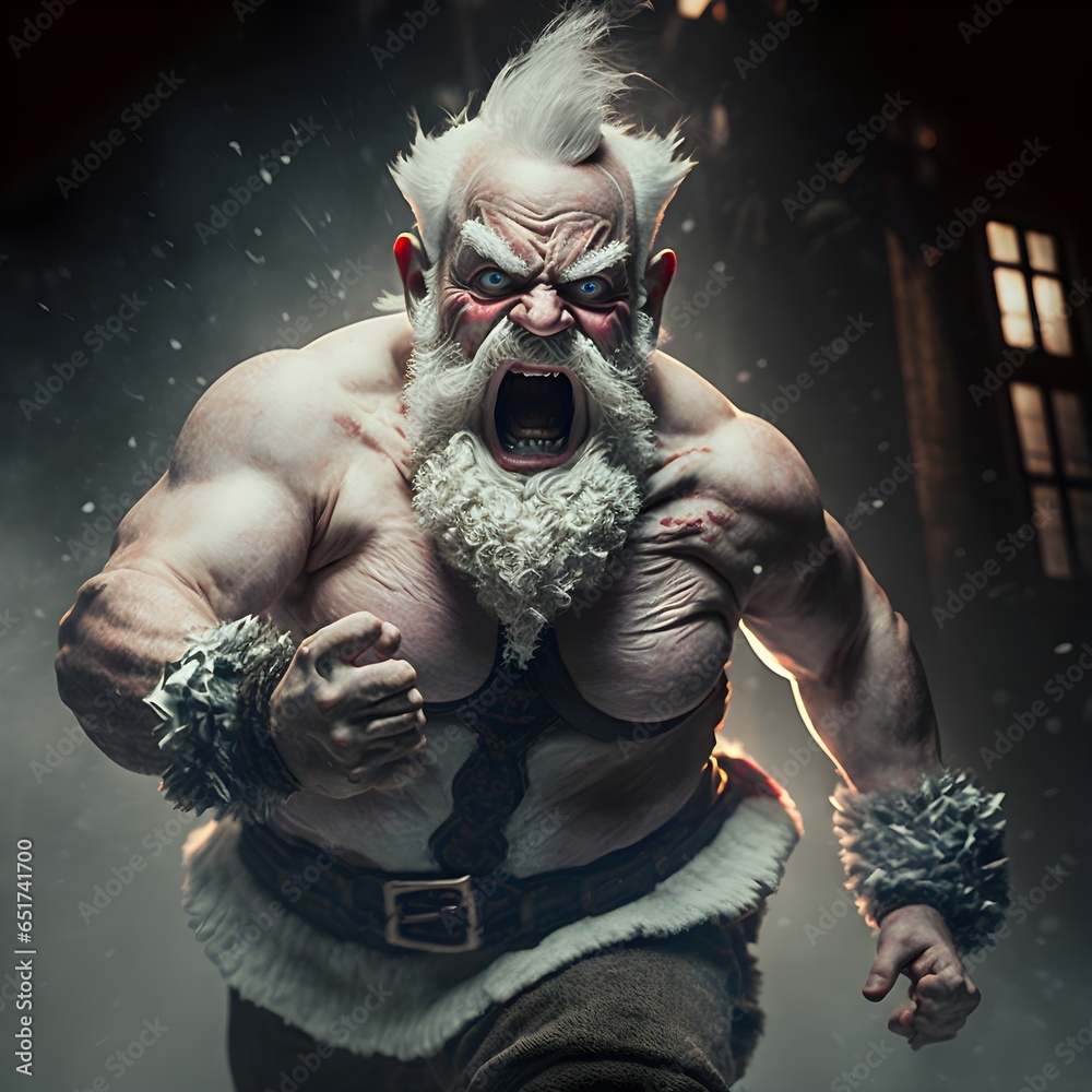 evil Santa Claus horror style full body shot big belly devil dynamicv ...