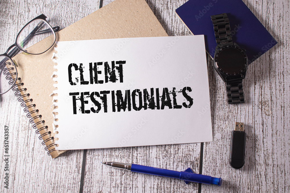 Client Testimonials Flat lay photo of office desk with keyboard, white ...