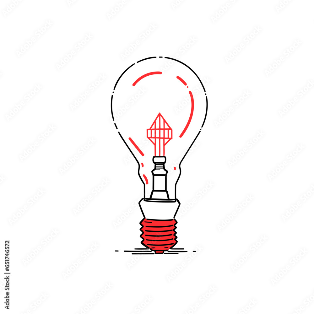 Light bulb with a line through it vector icon in minimalistic, black ...