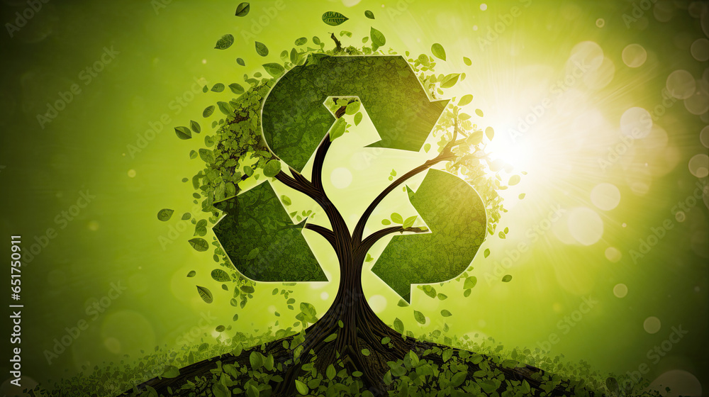 Green tree recycling symbol generative ai Stock Illustration | Adobe Stock
