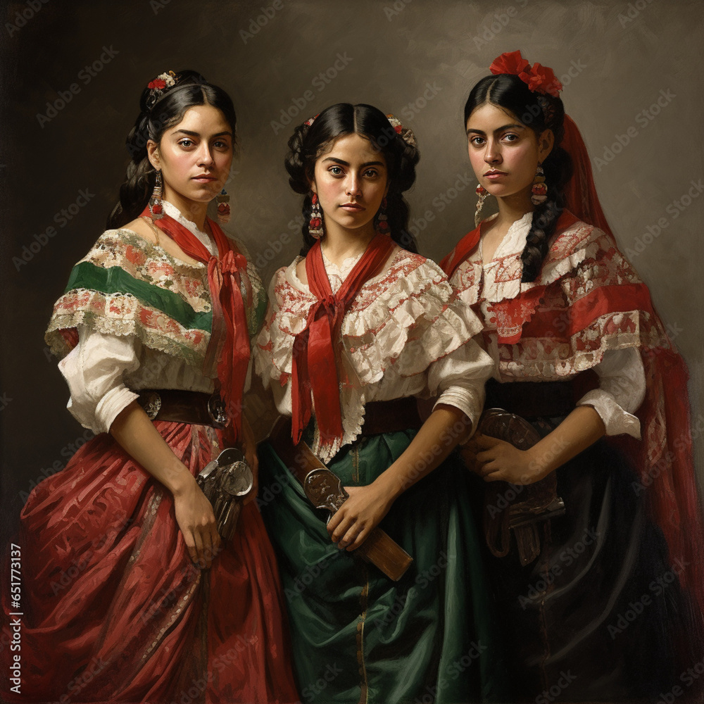 Mexican Adelitas, dressed in typical costumes. also known as soldaderas ...
