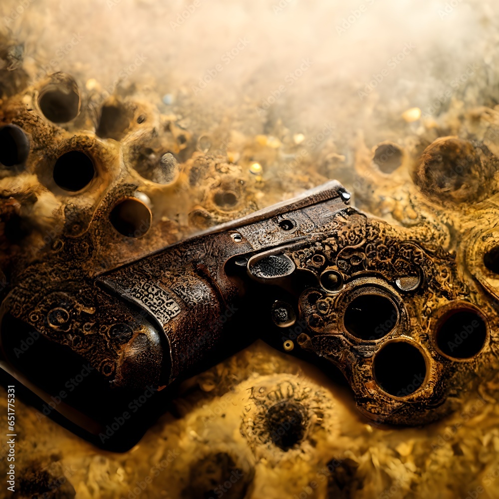 glock 45 steampunk memphis 808 style cover art clay texture 8k 4k Stock ...