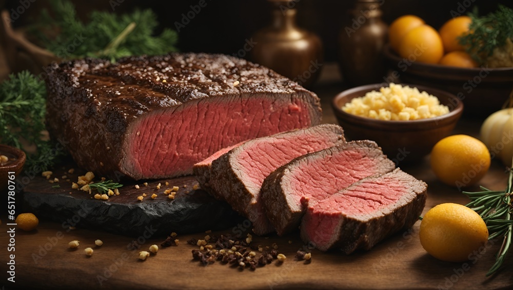 Experience the rich and buttery texture of medium-rare grilled beef ...