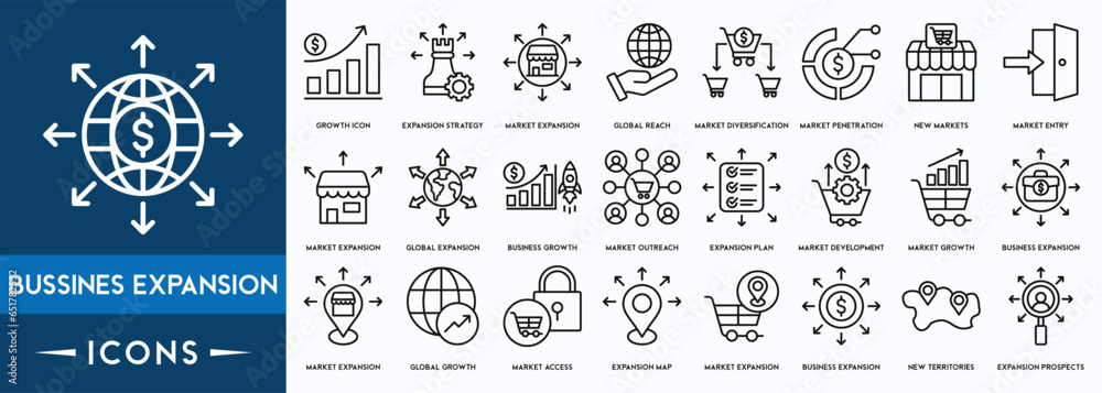 Business Expansion icon for growth, fExpansion Strategy system in ...