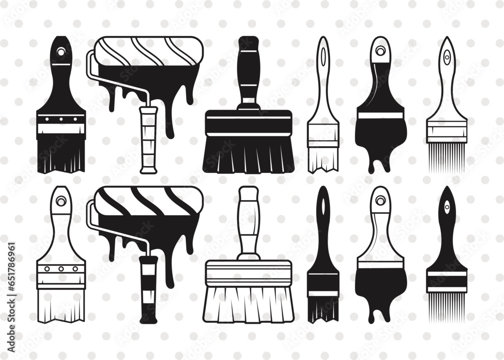 Vetor de Paint Brush Silhouette, Paint Brush SVG, Paint Roller Svg, Brushes Svg, Painting ...