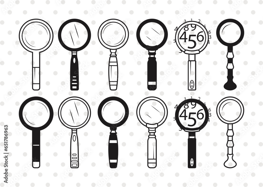 Magnifying Glass Silhouette, Magnifying Glass SVG, Detective Glass Svg ...