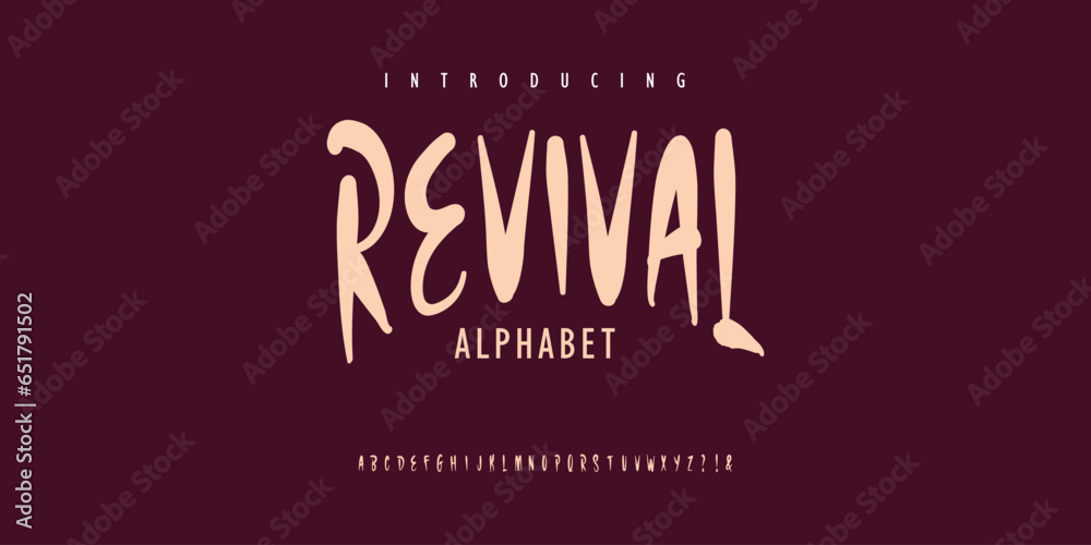 Revival handwritten script alphabet typography font vector for logo and ...