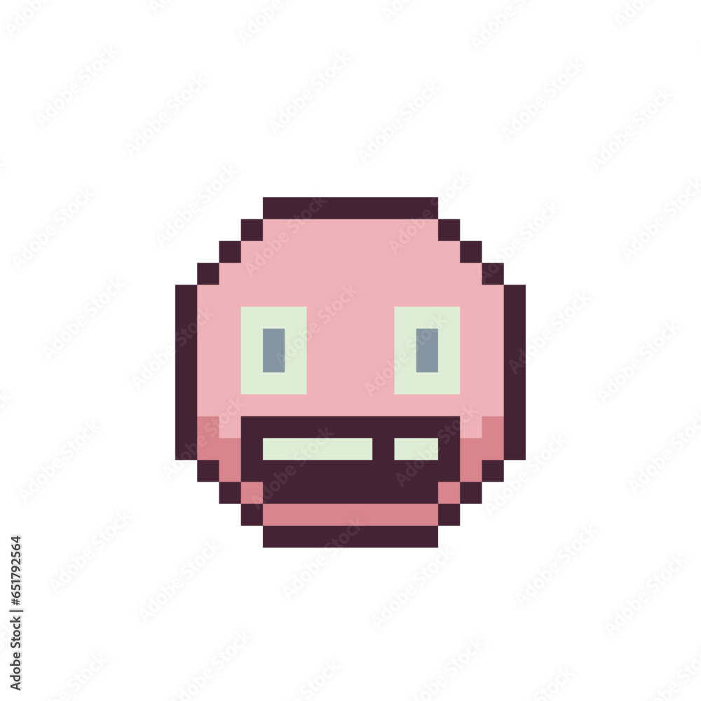 Baby face missing one tooth pixel art icon emoticon, young smiley happy ...