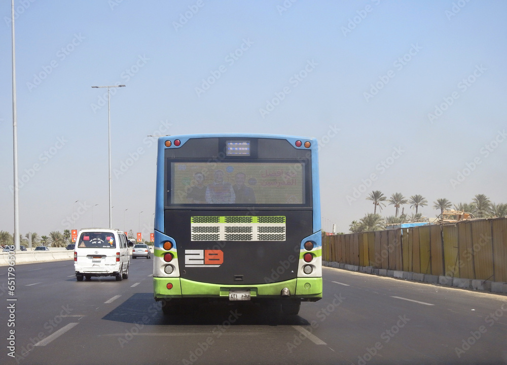 Giza, Egypt, September 16 2023: A public transport Egyptian bus on a ...