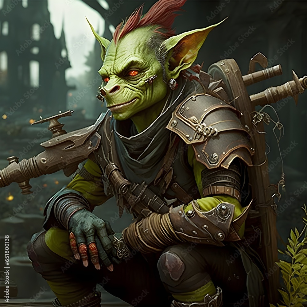 male goblin sniper rifle pistols DD Character badass dynamic armor 4k ...