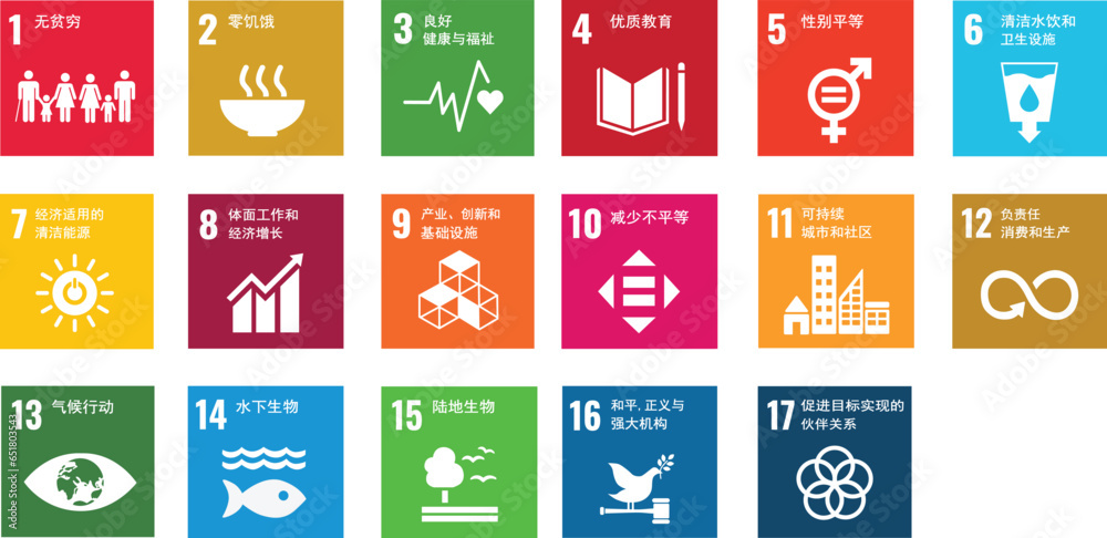 Sustainable Development Goals Chinese version Stock Vector | Adobe Stock