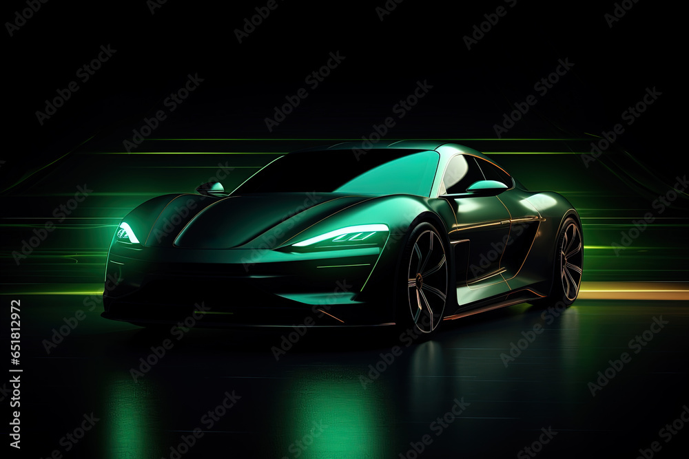 green sports car wallpaper with fantastic light effect background Stock ...