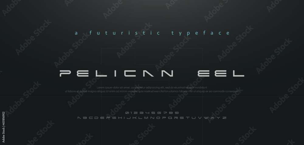 PELICAN EEL an Abstract technology space font and alphabet. techno ...