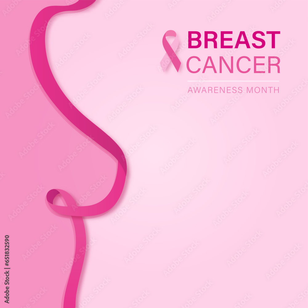 Woman Breast Cancer Awareness Month Background With Pink Ribbon Symbol