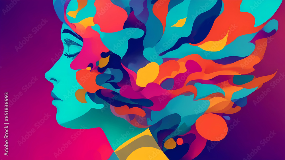 silhouette of a person's head in agony. Conceptual illustration of ...