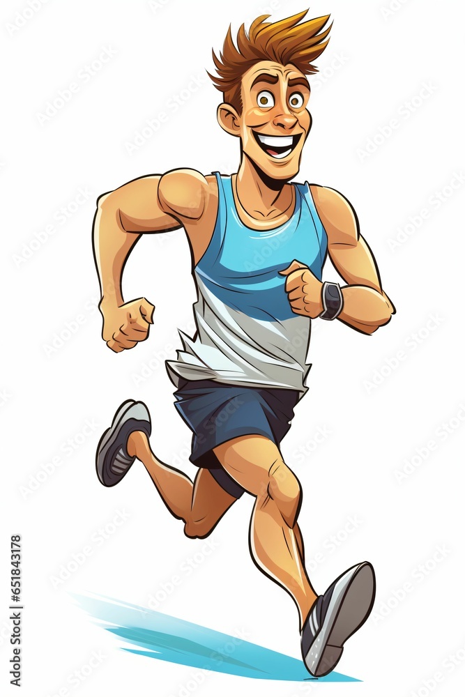 athlète en train de courir, illustration d'un personnage sur fond blanc ...