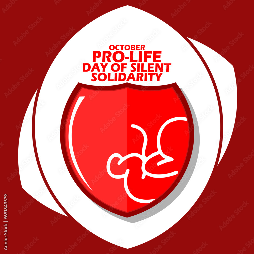 A red shield and an illustration of a baby in the womb, with bold text ...